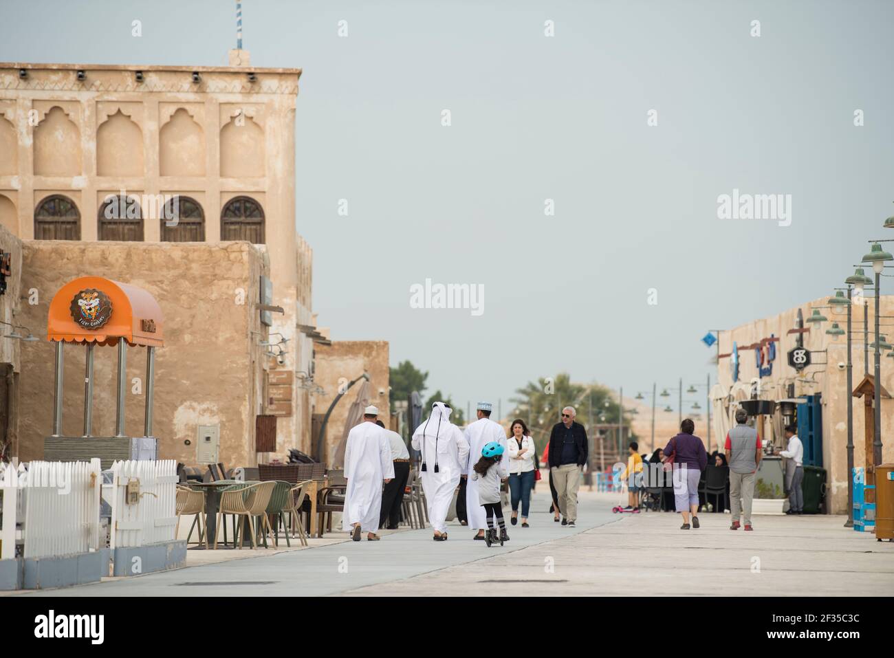 Al Wakrah ,Qatar -02,01,2020 : New souk waterfront promenade with his ...