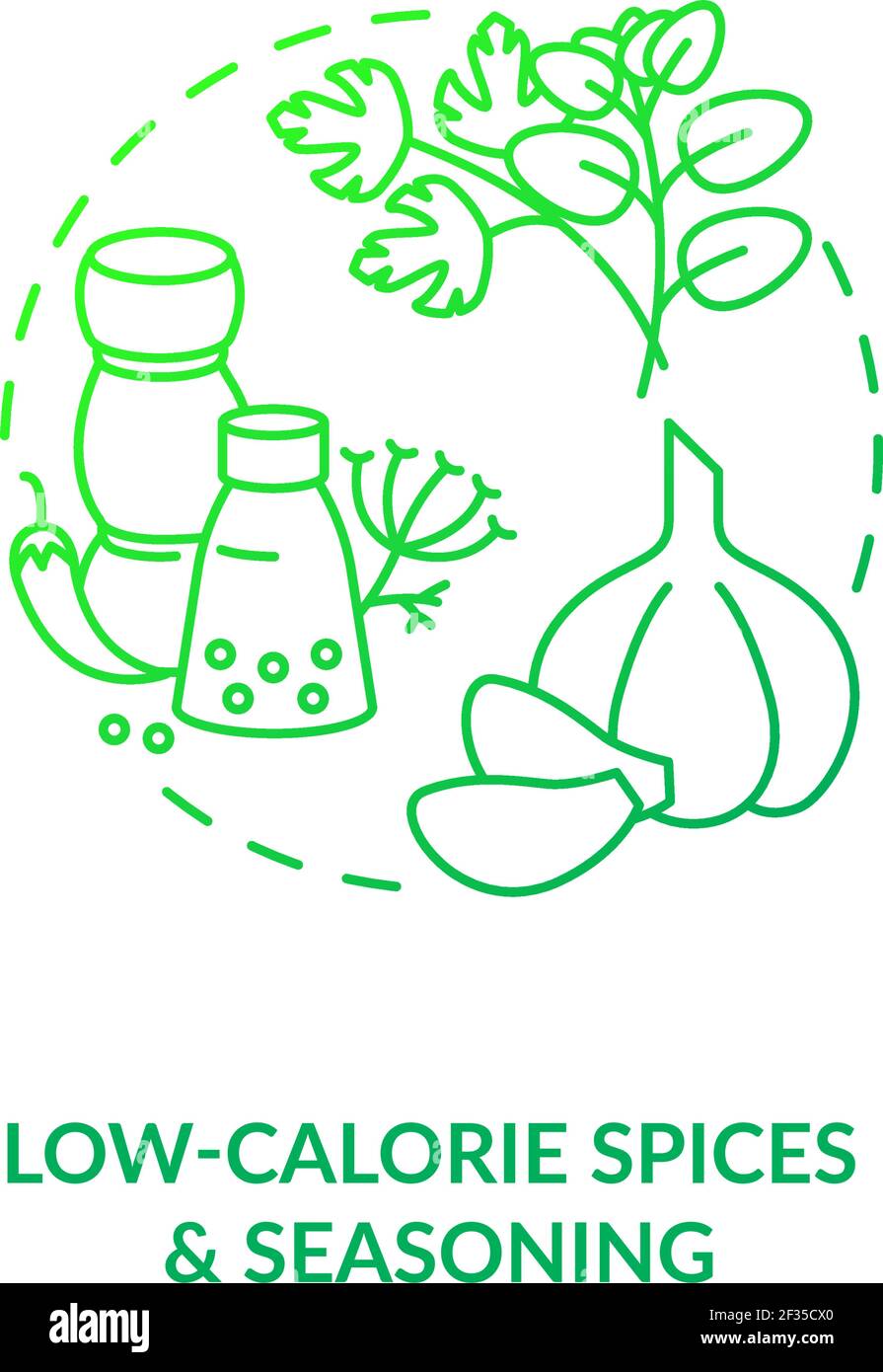 Low calorie spices and seasoning dark green concept icon Stock Vector ...