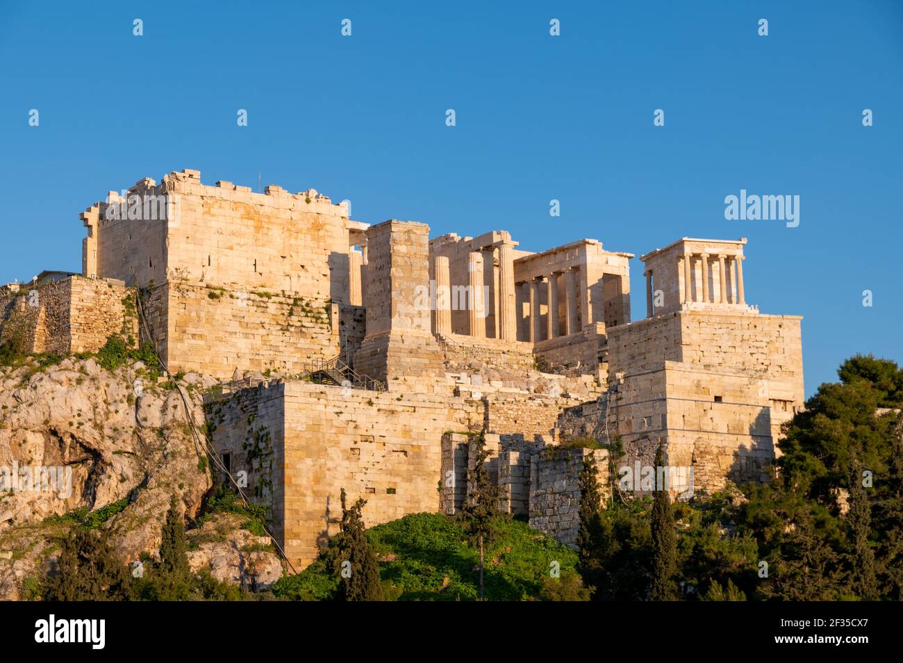 The Propylaea and temple of Athens Nike at the Acropolis of Athens ...