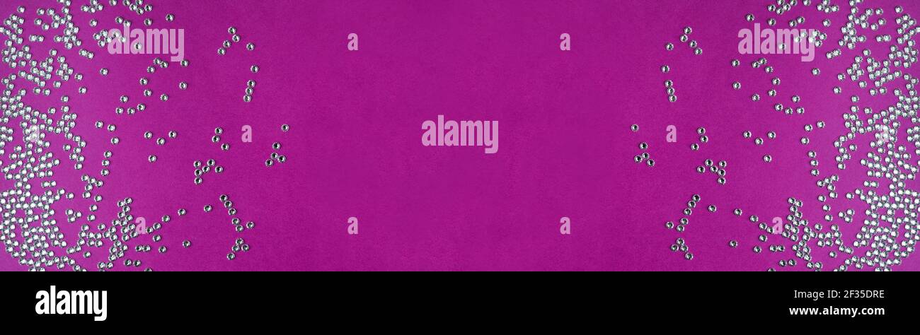 rhinestones on a purple background, top photo. design for text Stock ...