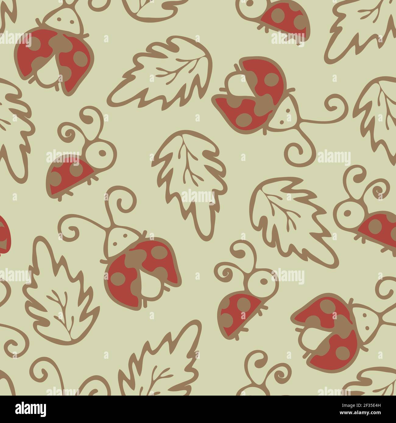 Seamless vector pattern with ladybugs on light grey background. Simple ...