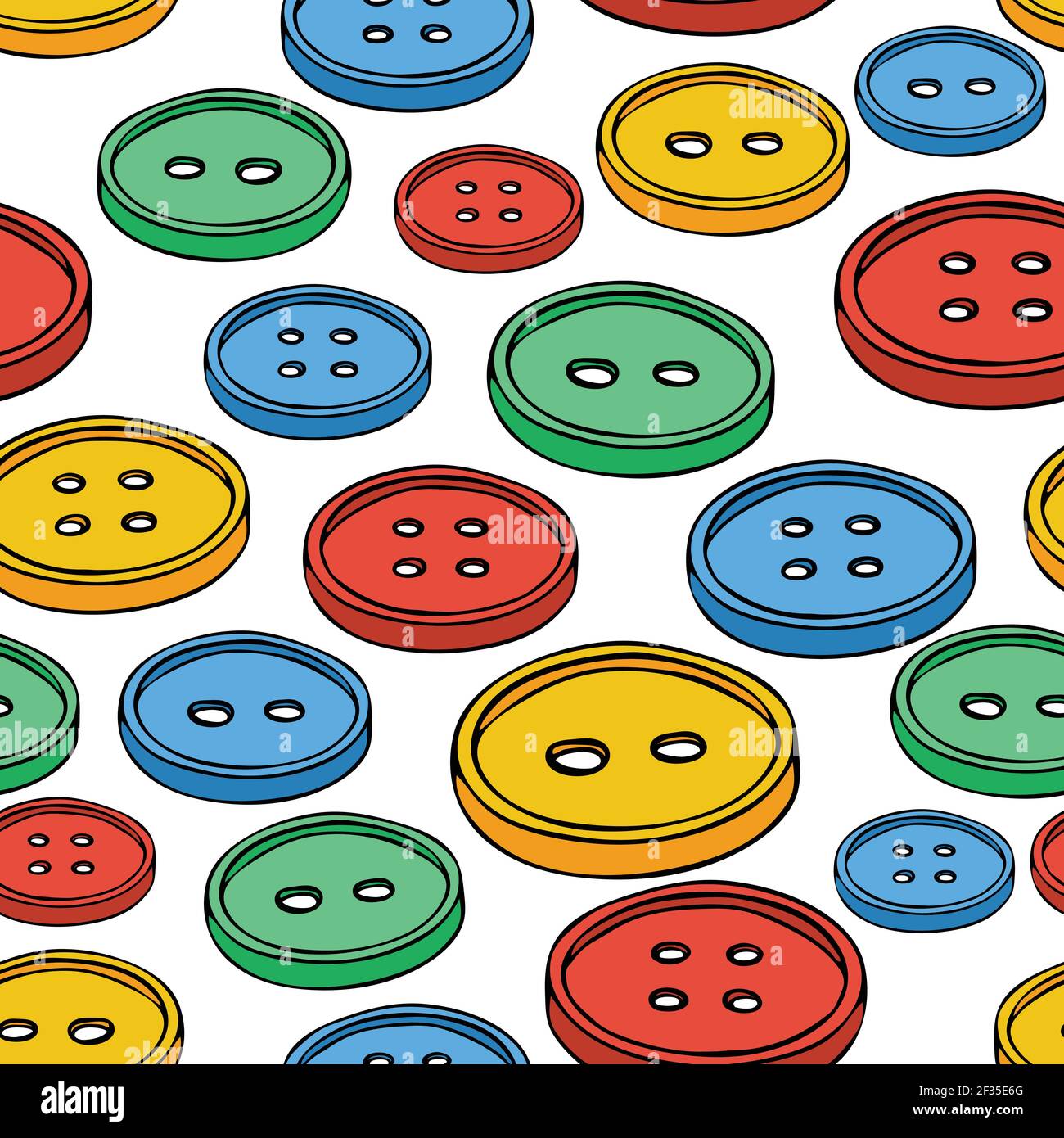 Seamless vector pattern with colourful buttons on white background ...