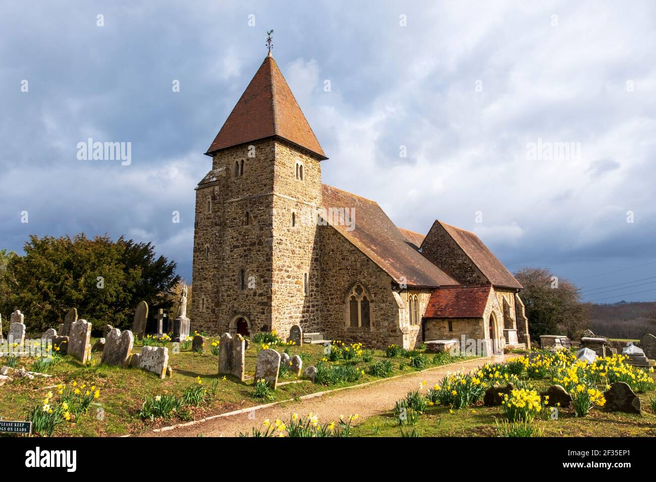 St Laurence Church, Guestling in spring, East Sussex, UK Stock Photo ...