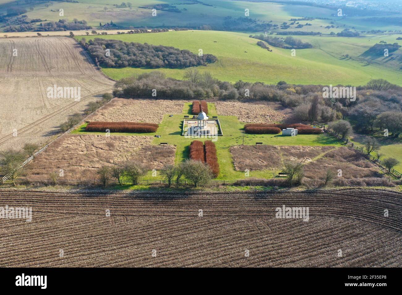 Aerial view of Chattri Memorial, Patcham, East Sussex Stock Photo - Alamy