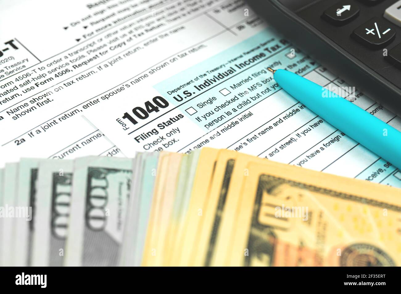 Tax form 1040, US American IRS Internal Revenue Service income tax ...