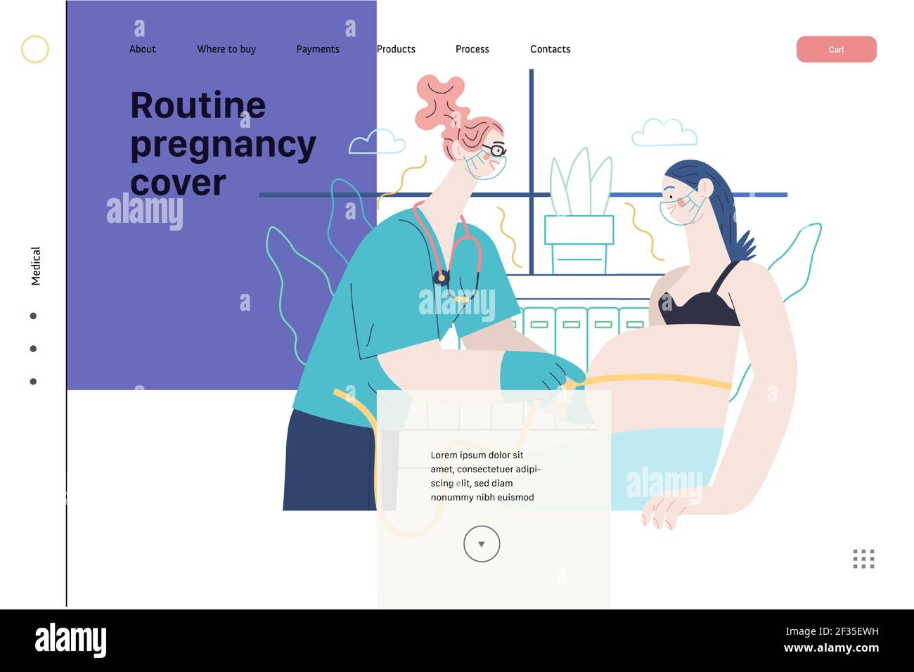Medical insurance web page template -routine pregnancy cover -modern ...