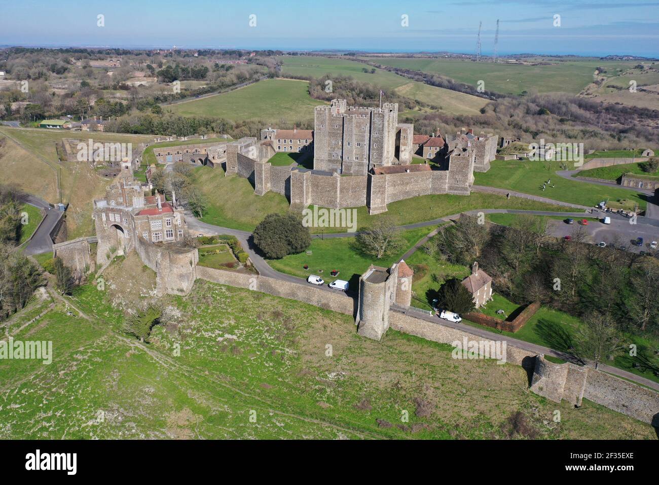 Dover Castle, aerial view Stock Photo - Alamy