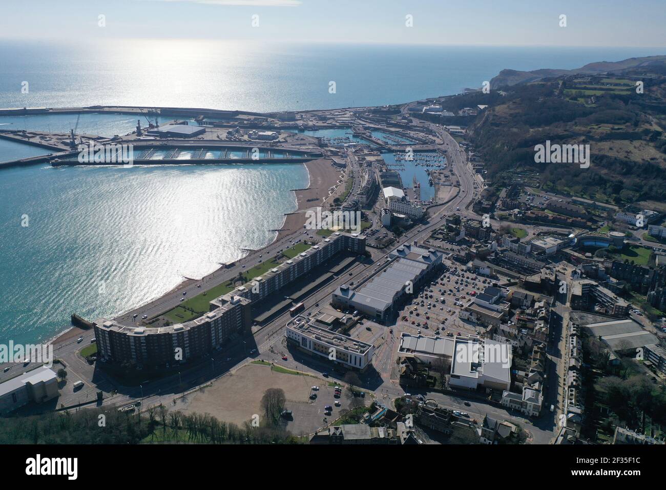 Landscape aerial view of the port of Dover Stock Photo - Alamy