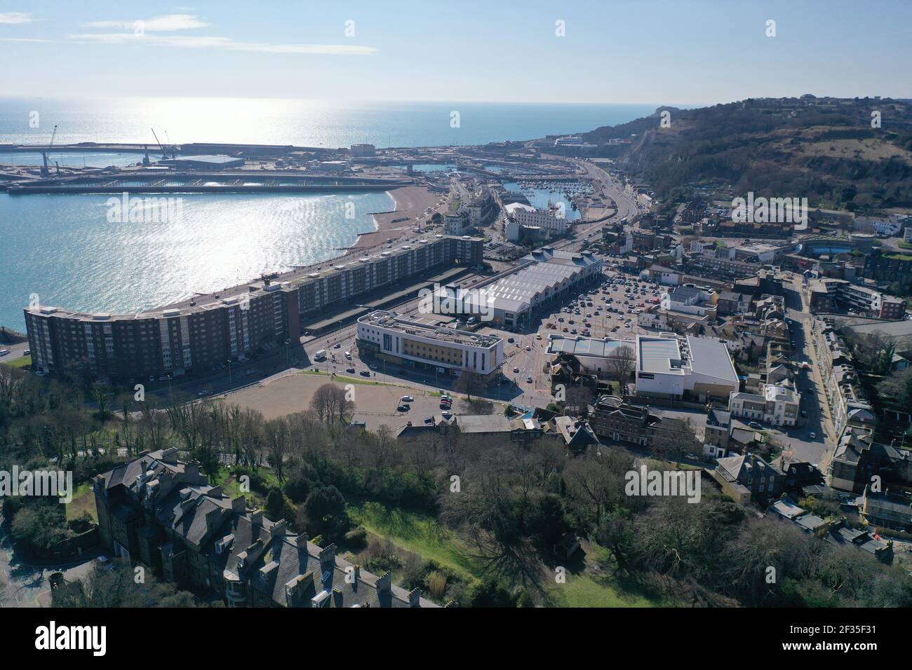 Landscape aerial view of the port of Dover Stock Photo - Alamy