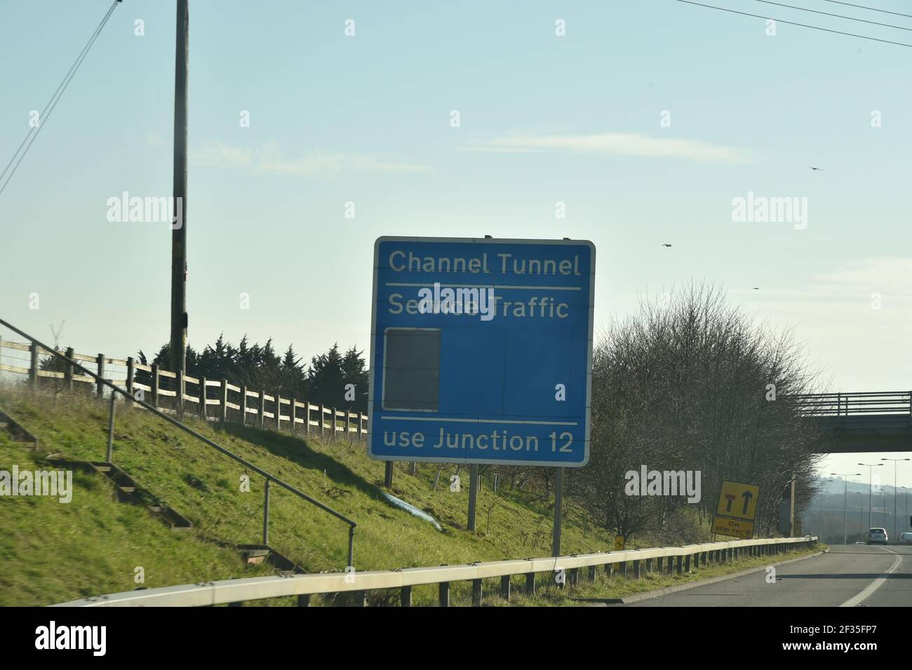 Motorway traffic and signage gantry Stock Photo - Alamy