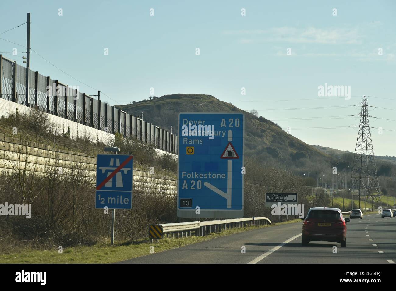 Motorway traffic and signage gantry Stock Photo - Alamy
