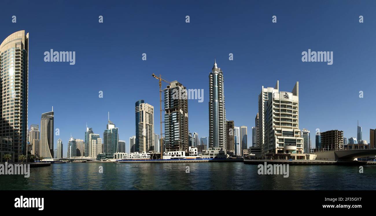 Modern skyscrapers, Dubai Marina, Dubai, United Arab Emirates Stock ...