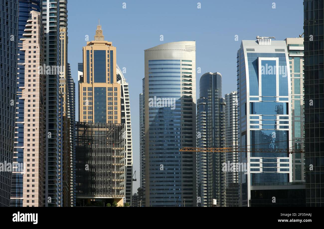 Modern skyscrapers, Dubai Marina, Dubai, United Arab Emirates Stock ...