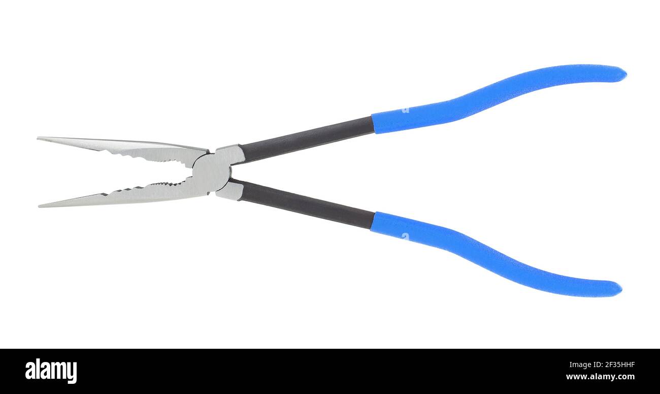 Isolated picture of blue pliers on a white background Stock Photo - Alamy