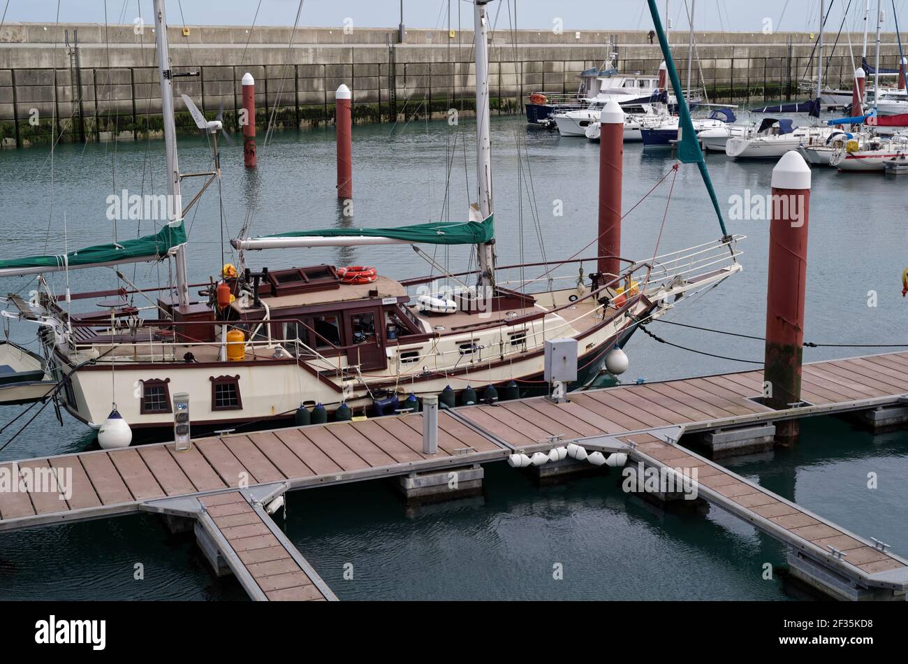 GREYSTONES, IRELAND - Mar 16, 2020: The "Carrick Spray" boat in unique ...