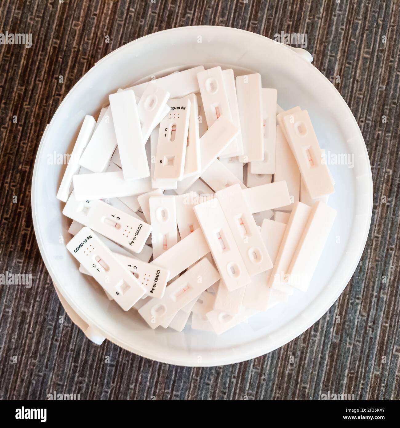 used covid-19 SARS-COV-2 quick test in the trash can,Self-test waste ...