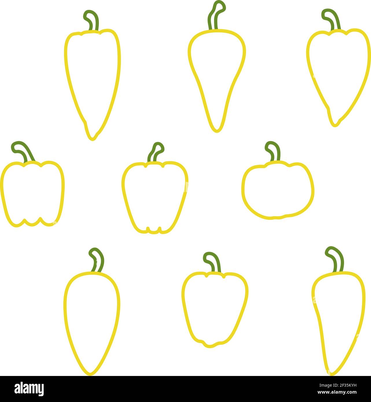 Set of outline peppers - vector illustration Stock Vector Image & Art ...
