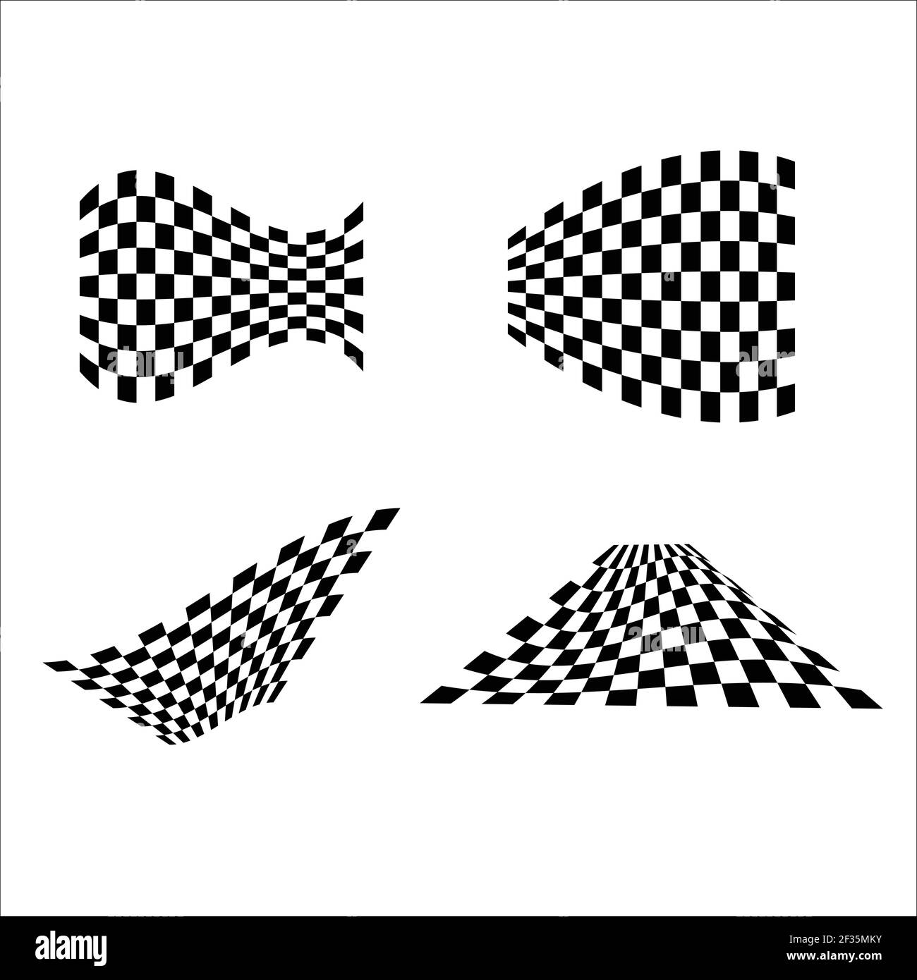 Checkered flags set illustration Black and White Stock Photos & Images ...