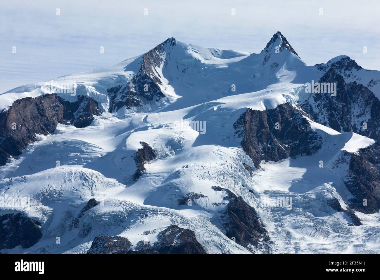 Switzerland, Valais,Zermatt, The Gornergrat with a view of Mount Rosa ...