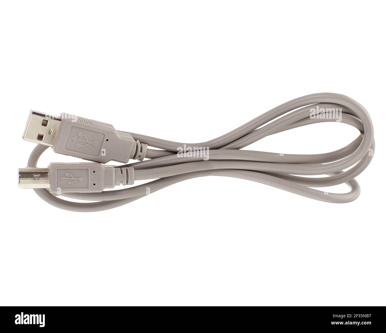 Gray usb cable on a white background Stock Photo - Alamy