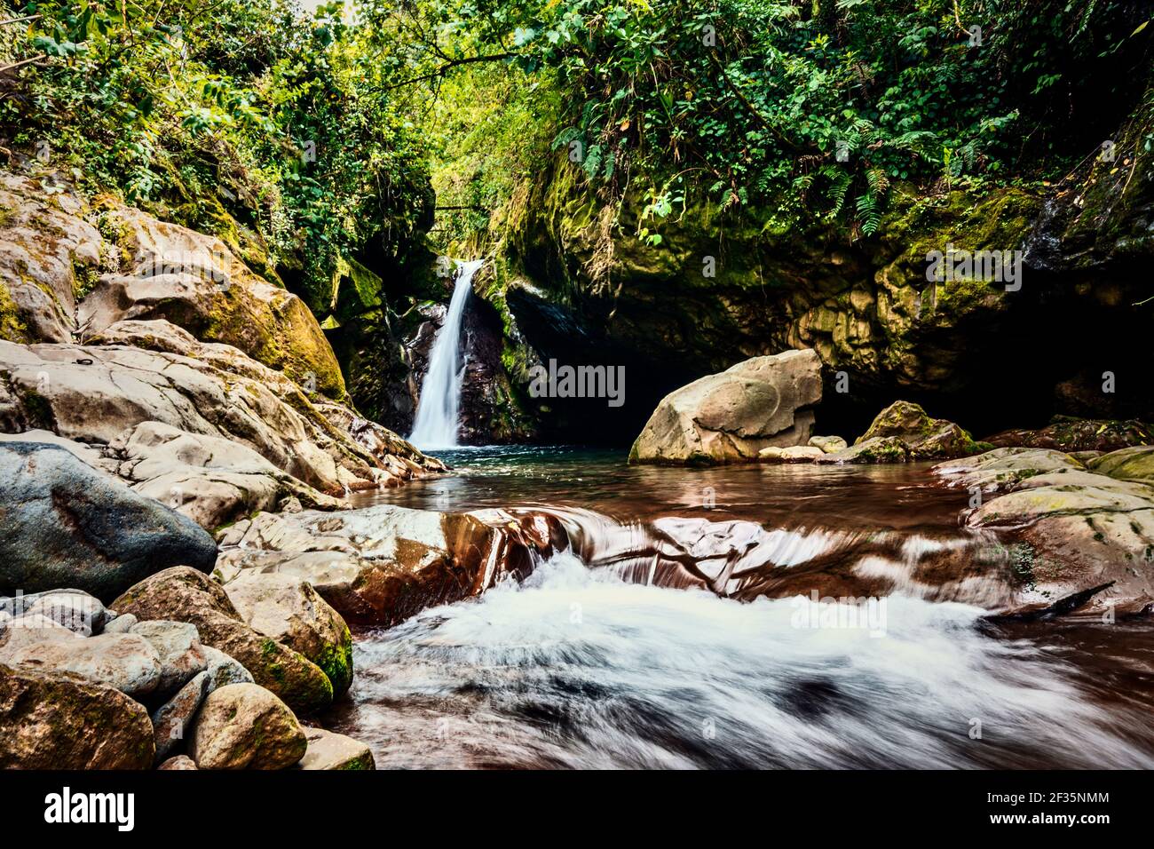 A mesmerizing view of the Hidden Treasure waterfall in Costa Rica Stock ...