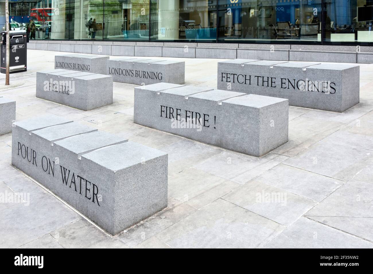 Large granite stone bench seats & engraved quotations from popular ...