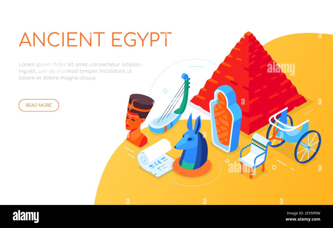 Ancient Egypt - modern colorful isometric web banner with copy space ...