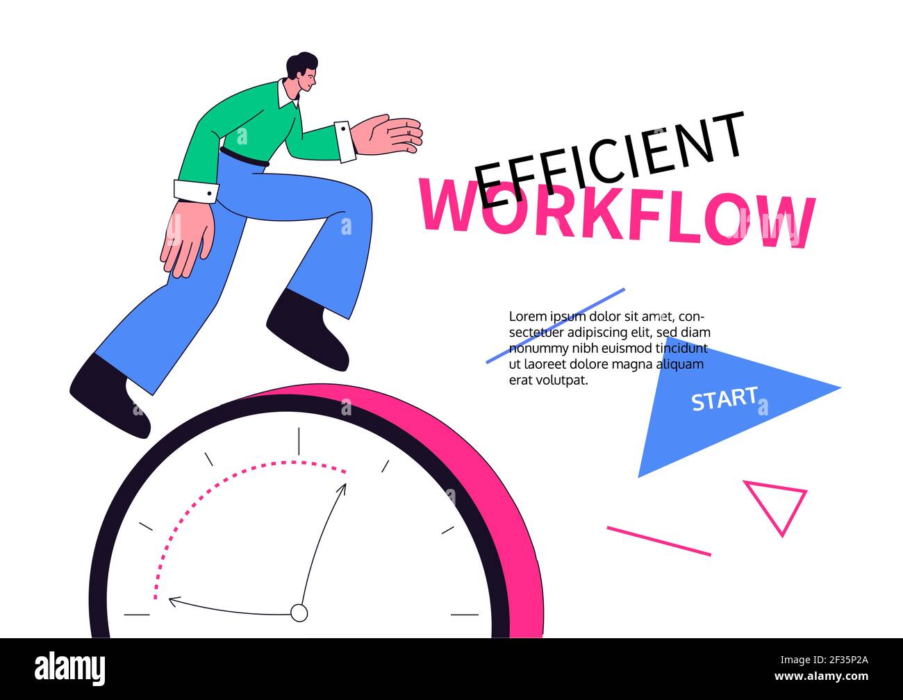 Efficient workflow - modern colorful line design style web banner with ...