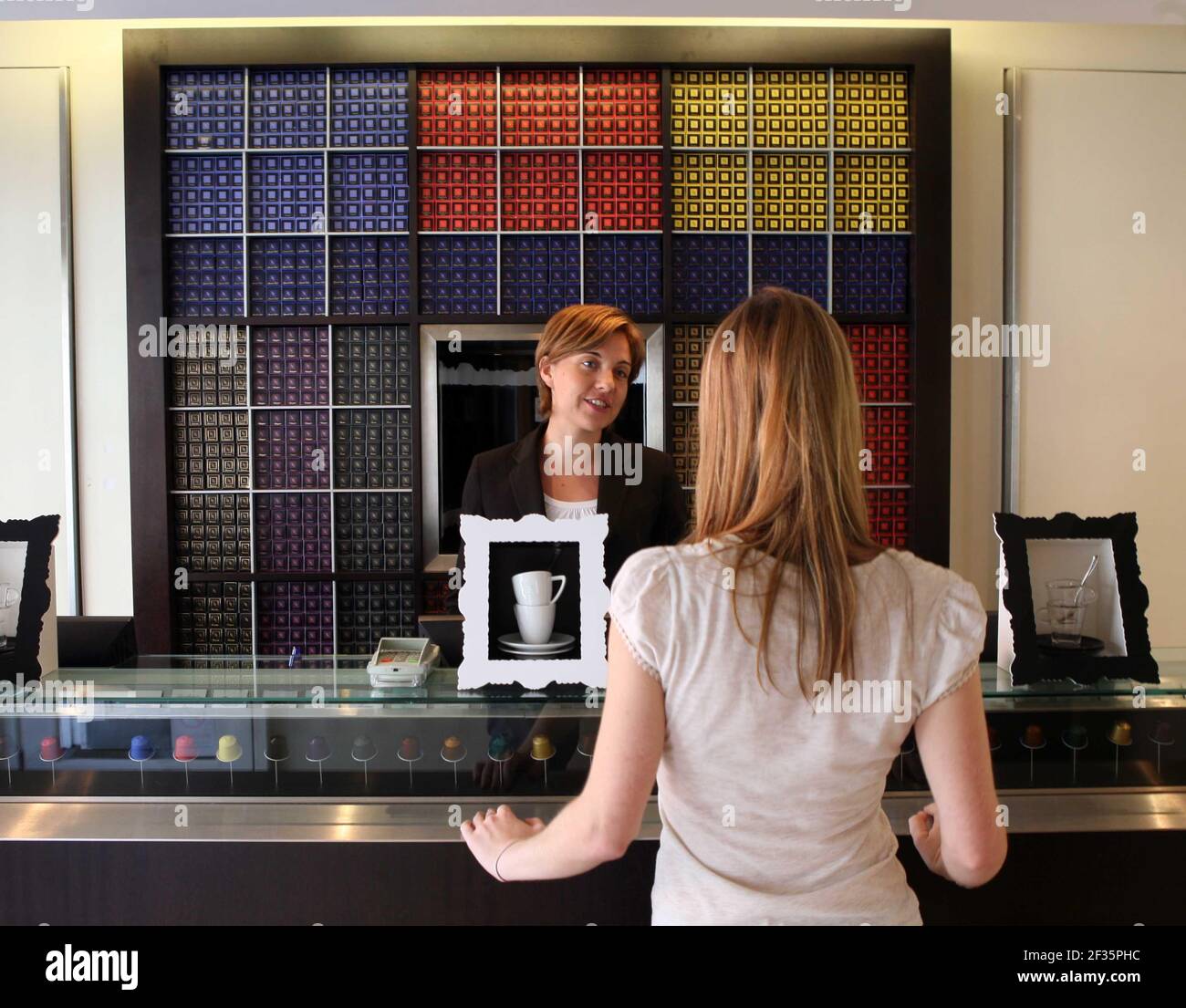 NESPRESSO.... coffee shop in west London pic David Sandison Stock Photo ...