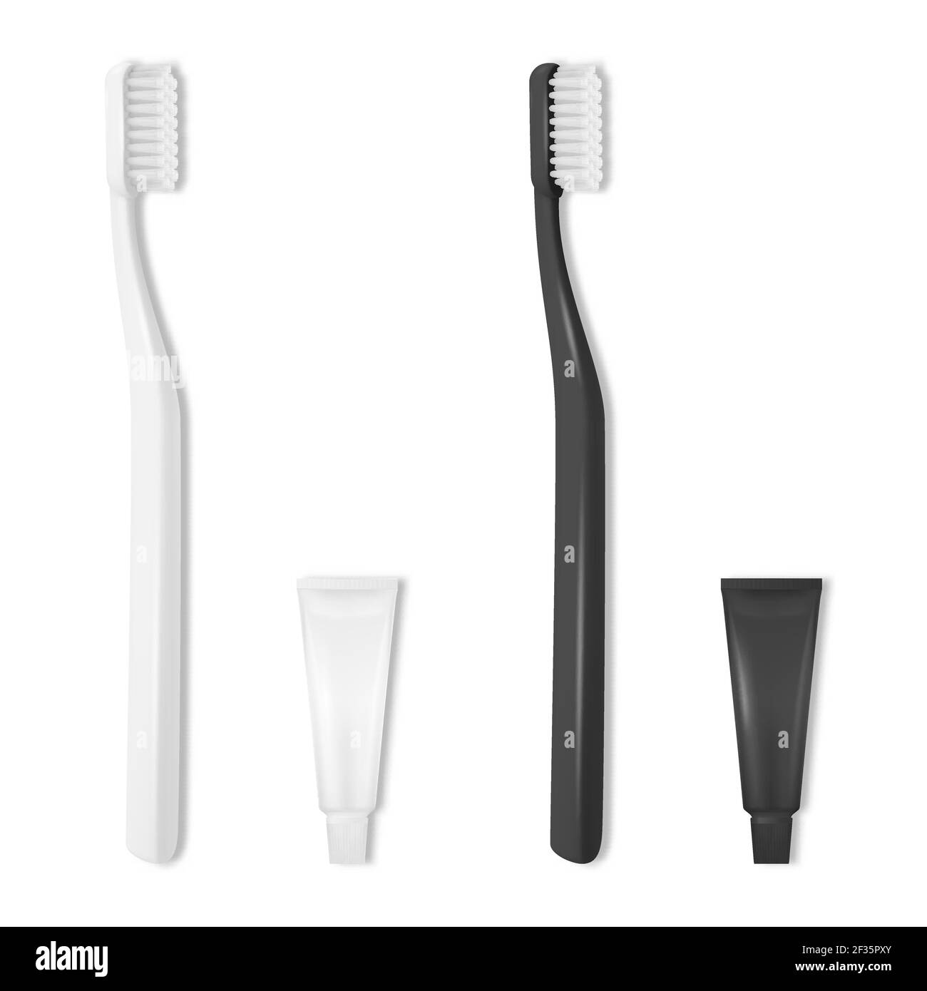 Vector 3d Realistic White and Black Hotel Plastic Blank Toothbrush and ...