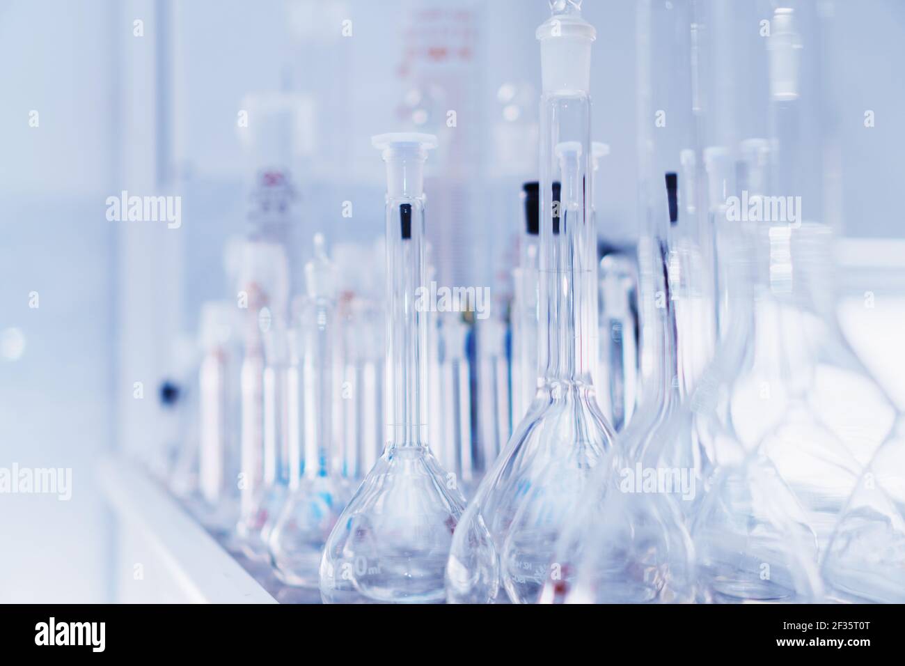 Laboratory tubes and flasks for analyzes and experiments. Science tool ...