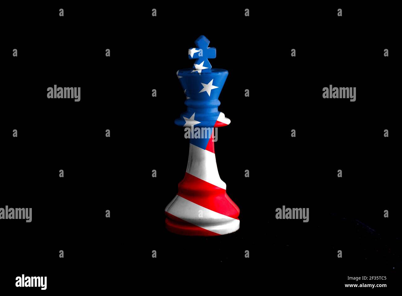 Image of a chess king with american flag defeating white chess pieces ...