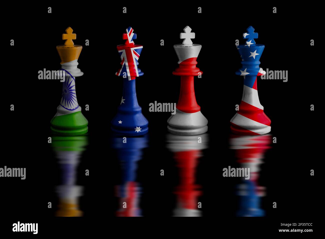 Quad plus countries Image of a chess king with indian,australian ...