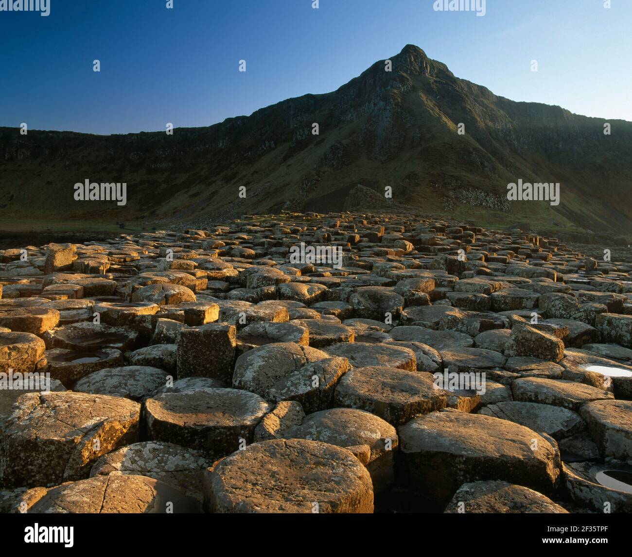 HEXAGONAL BASALT COLUMNS View from Lower Road, Giant's Causeway, Antrim ...