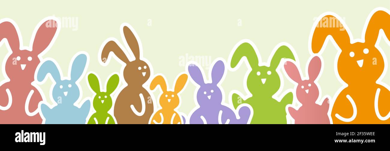 eps vector illustration with easter rabbits in different colors for ...