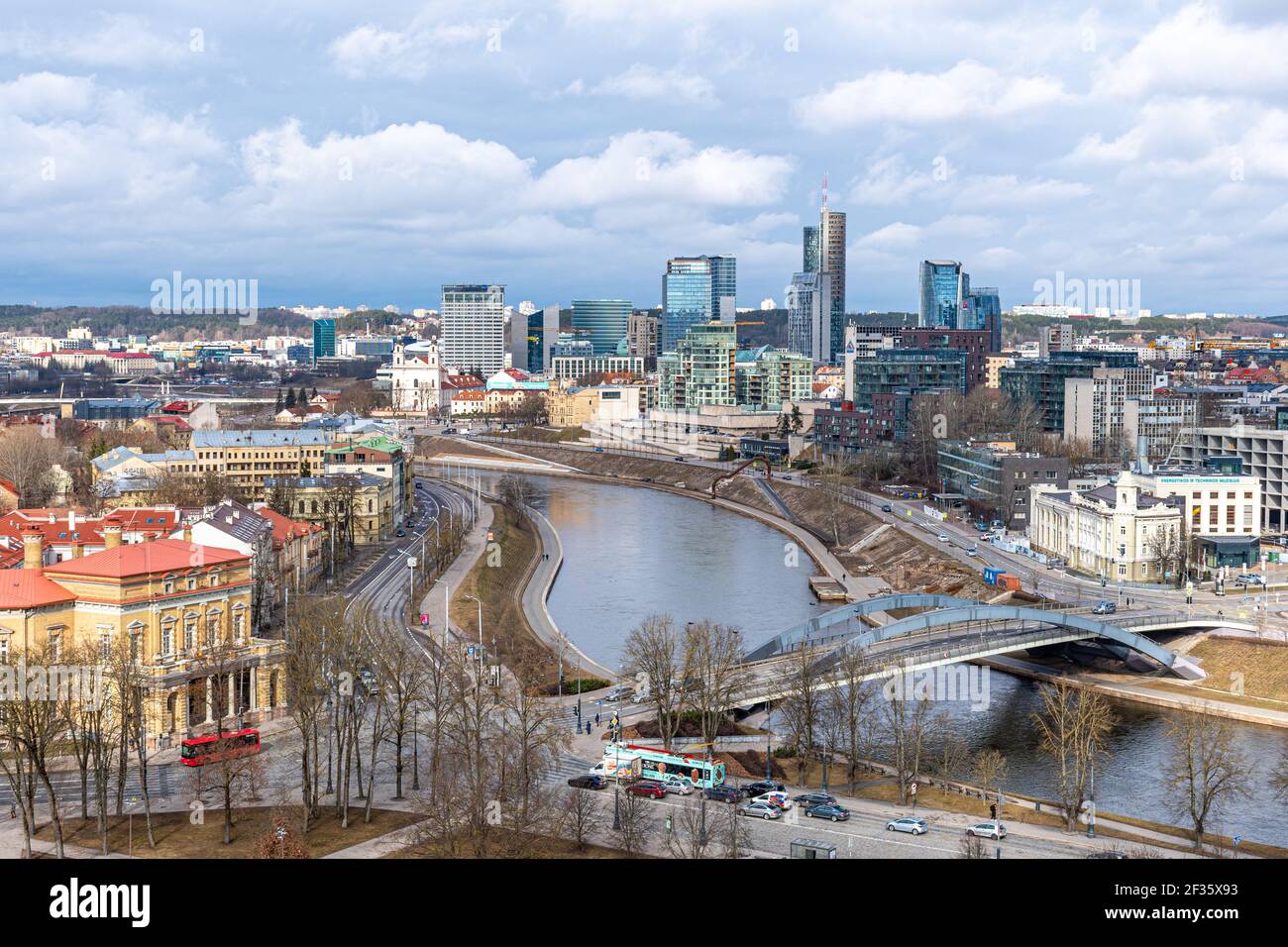 Vilnius, capital of Lithuania, beautiful scenic aerial panorama of ...