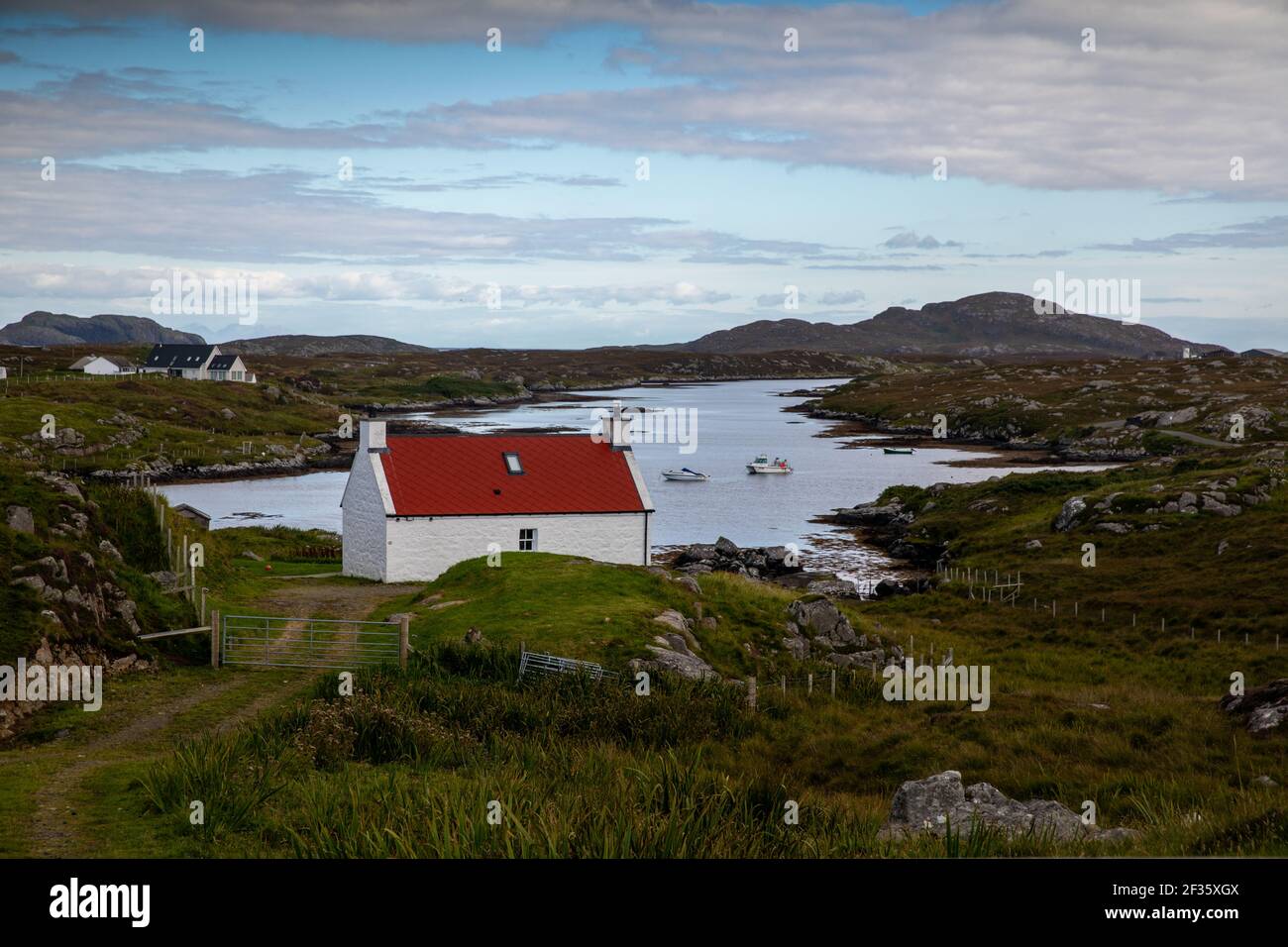 General view of houses on Barra in the Outer Hebrides, Scotland Stock ...
