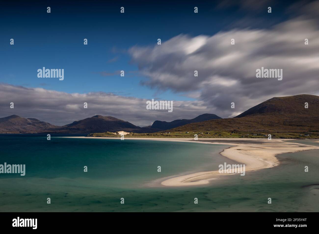 General view of the coastland in Isle of Harris in the Outer Hebrides ...