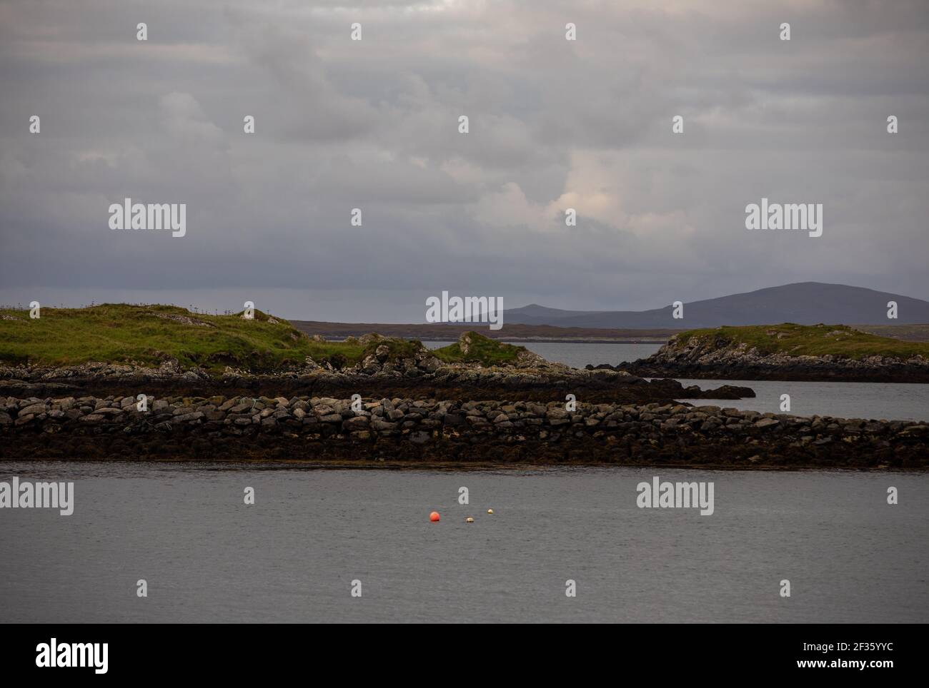 The view from Leverburgh port on Isle of Harris in the Outer Hebrides ...