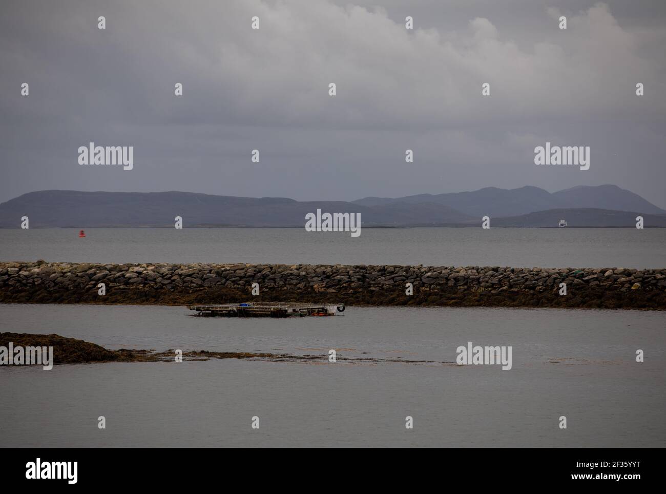 The view from Leverburgh port on Isle of Harris in the Outer Hebrides ...