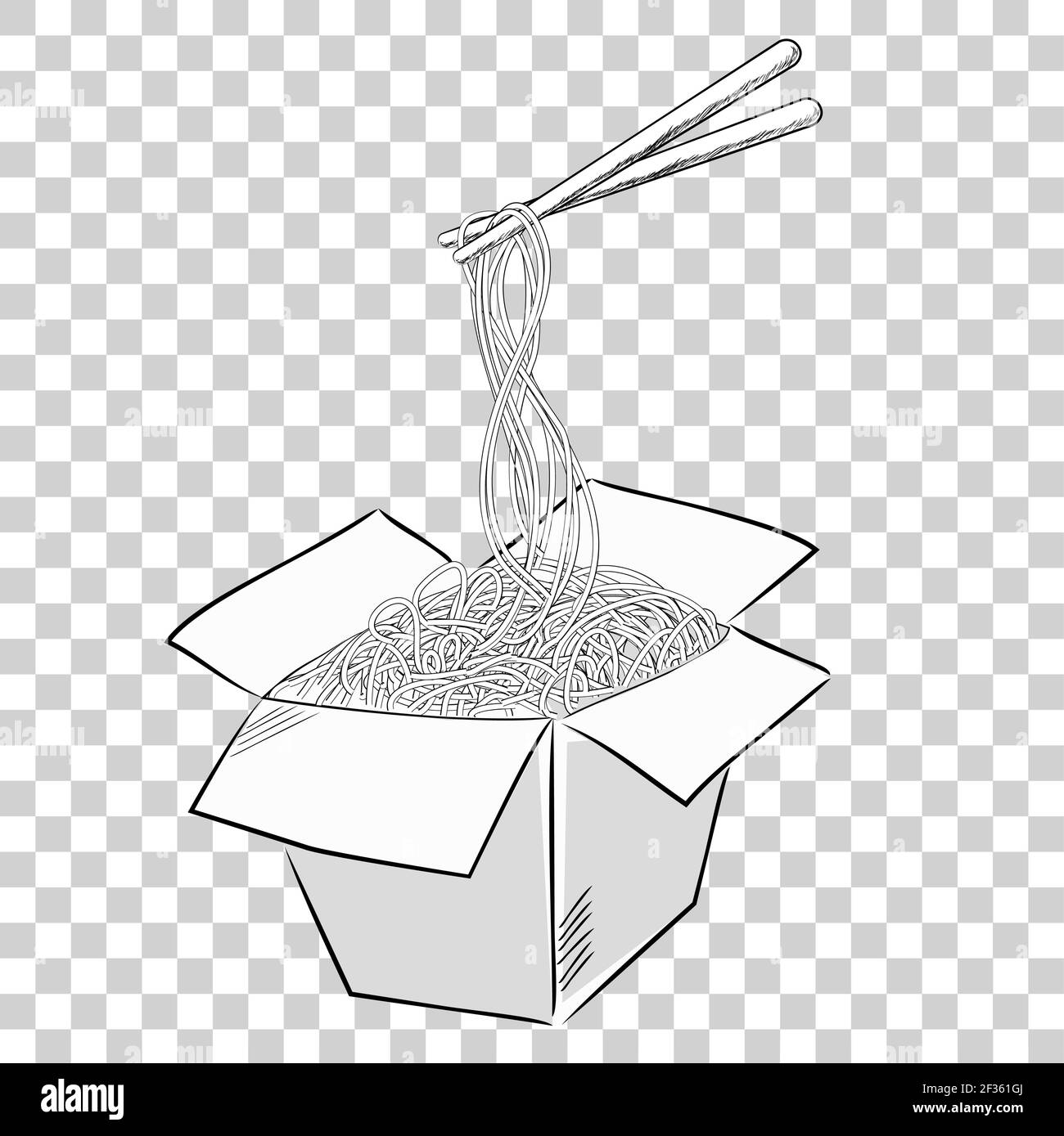 Vector Hand Draw Sketch, Noodle and Chopstick Stock Vector Image & Art ...