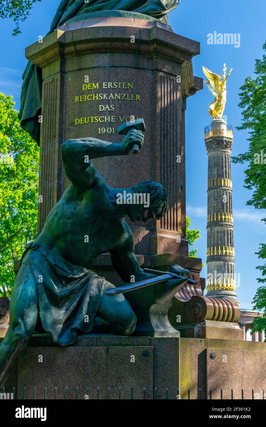 BERLIN, GERMANY - Apr 18, 2020: Back view of the Bismarck statue in ...