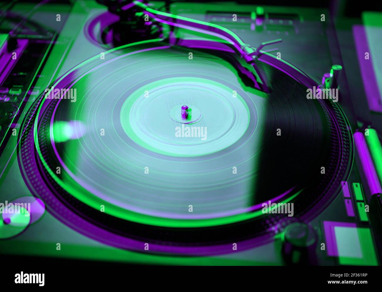 Vintage dj tun table player edited with 3d stereo effect.Retro anaglyph ...