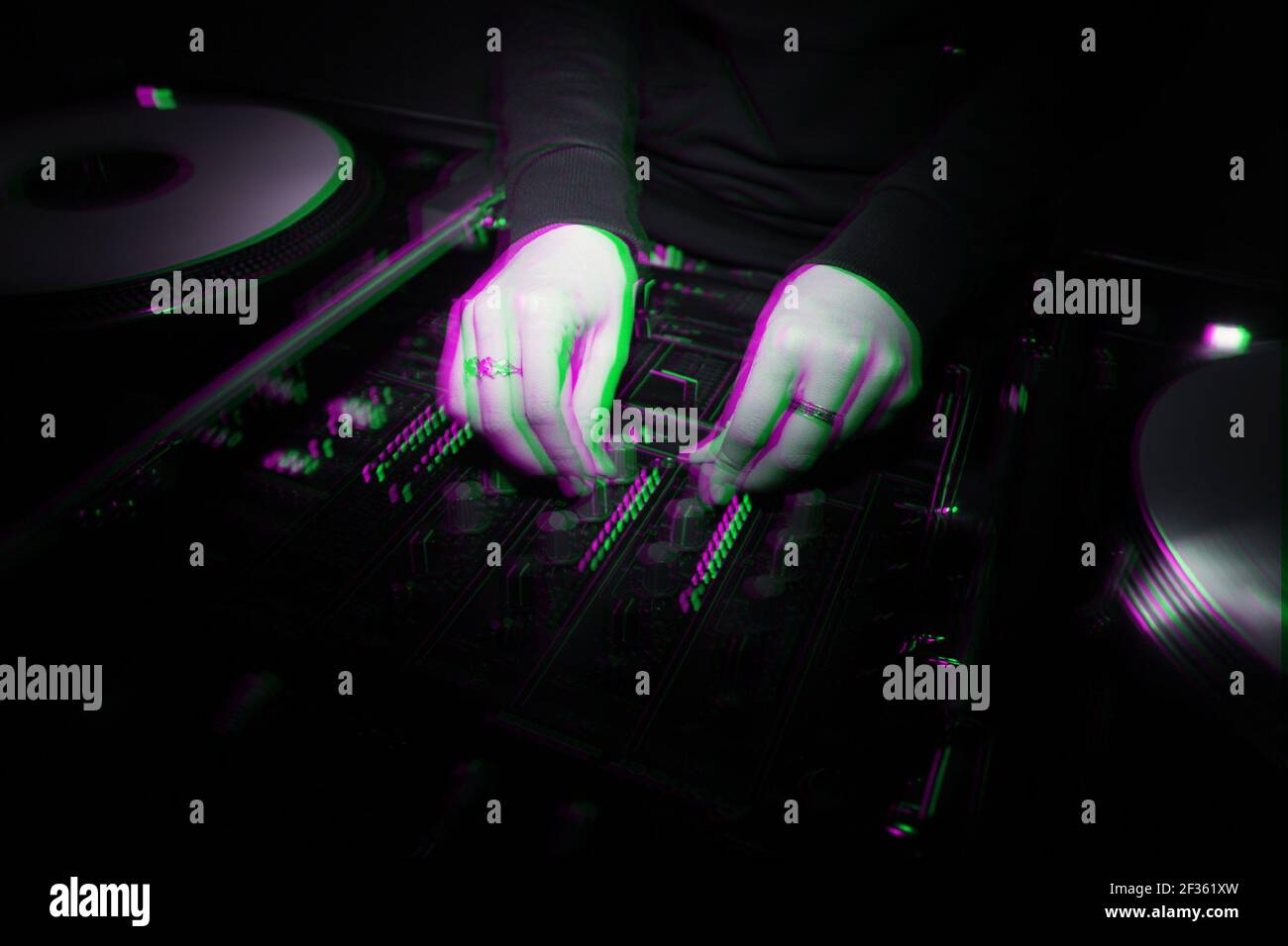 DJ sound mixer illustration with 3d stereo effect.Professional stage ...