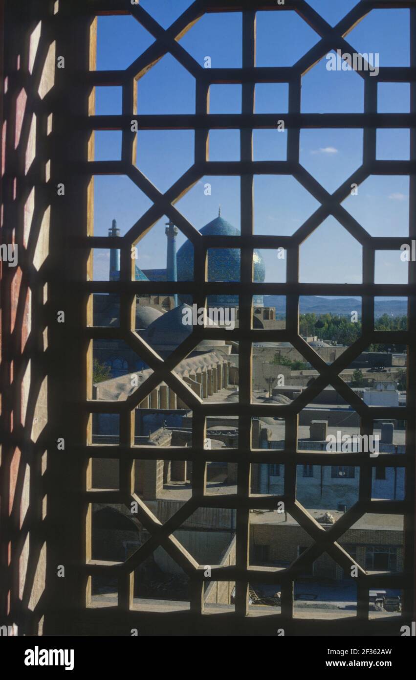 Shah Mosque through lattice window Isfahan Iran Stock Photo - Alamy
