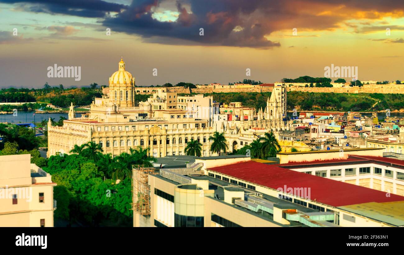City Cityscape and Revolution Museum Building, Havana, Cuba Stock Photo ...