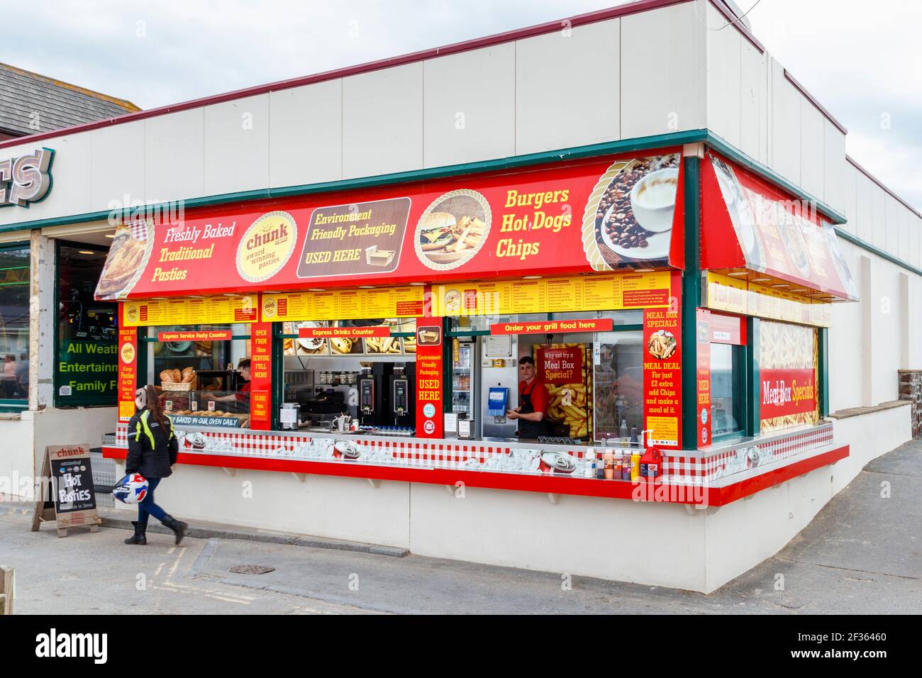 A fast food outlet on the seafront at Westward Ho!, Devon, UK Stock ...