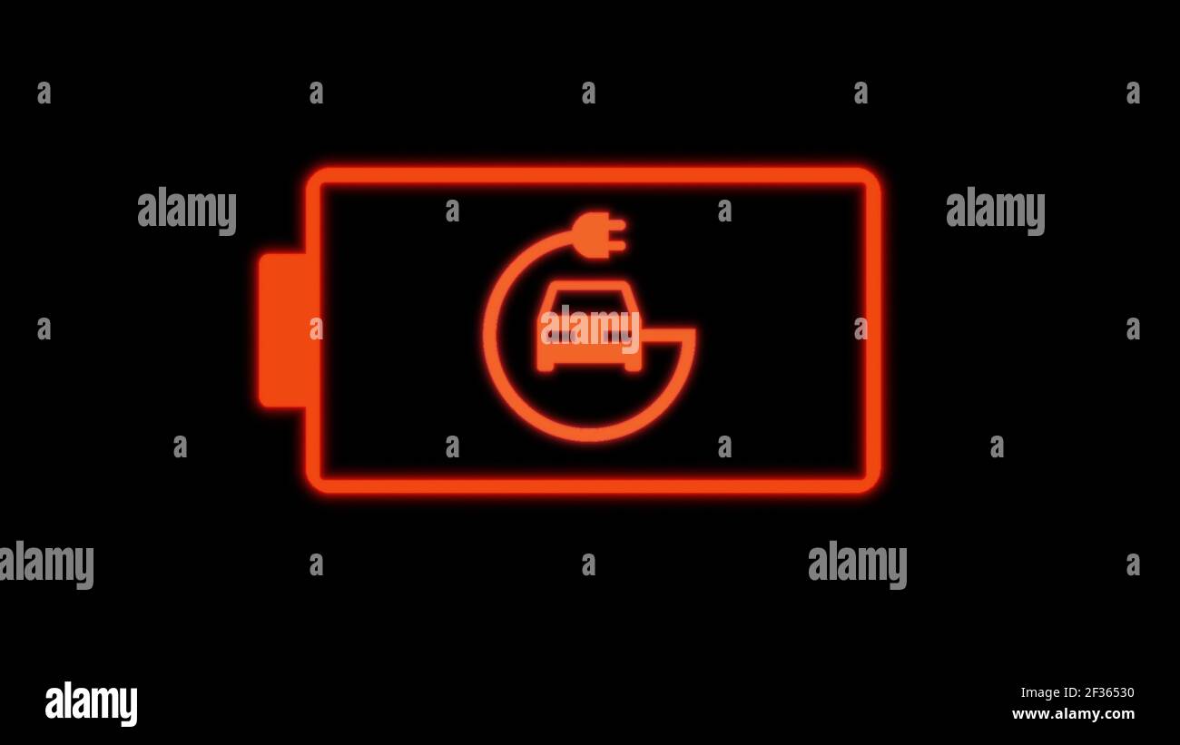 Electric Car Charging Red Indicator Of Battery Loads When Plug Is ...