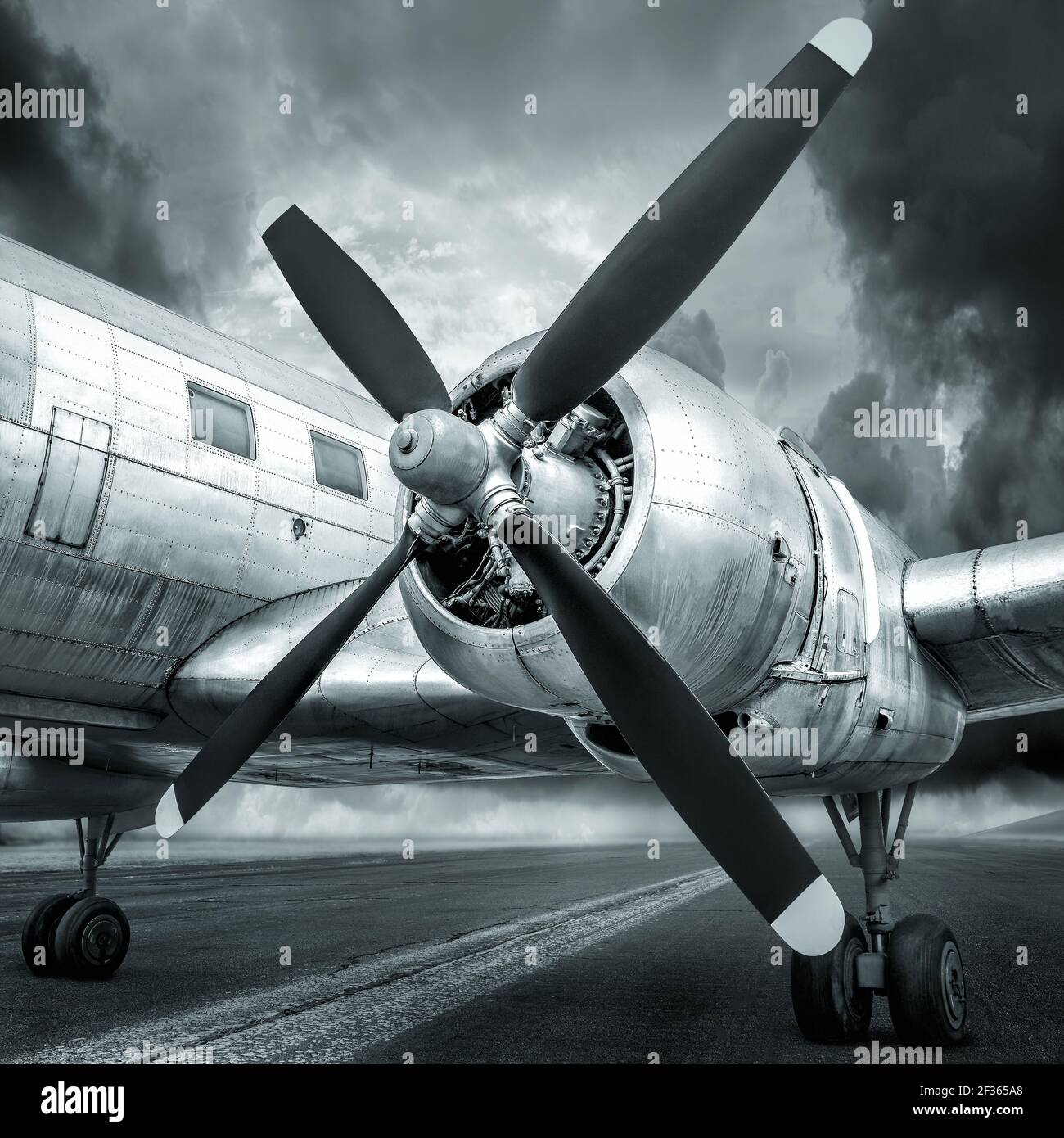 propeller of an historical aircraft against a dramatic sky Stock Photo ...