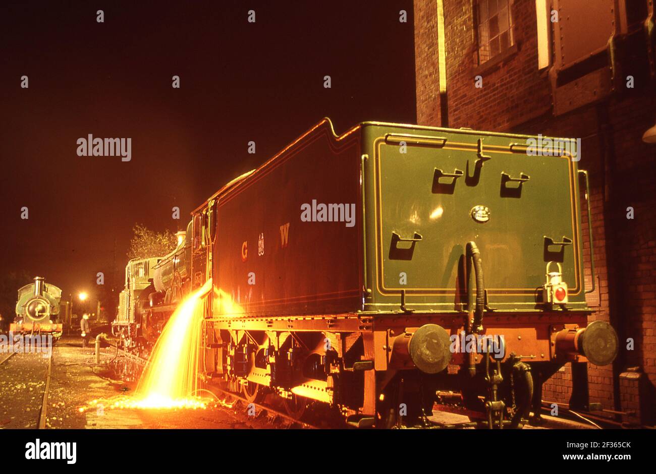 Steam engines at night Stock Photo - Alamy